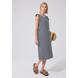 Damen Midikleid, schwarz-wei&szlig;, Gr. 40, STREET ONE STUDIO, gestreift, Web, 95% Baumwolle, 5% Elasthan, Kleider, mit Streifen Muster