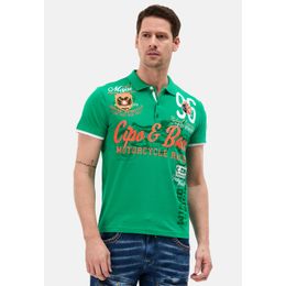 Cipo & Baxx CIPO & BAXX Herren Poloshirt, gr&uuml;n, Gr. XL, bedruckt, Jersey, Obermaterial: 95% Baumwolle, 5% Elasthan, Shirts