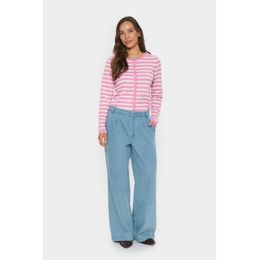 Saint Tropez Strickjacke MilaSZ Gerade Passform in Sea Pink Mel/Ice Stripe | Gr.: XXL