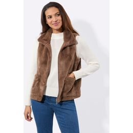Inspirationen Damen Fellimitatwestebraun, Gr. 40, unifarben, 100% Polyester, Westen