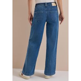 Cecil Damen Loose-fit-Jeans, blau, Gr. 36, unifarben, Jeans, 71% Baumwolle, 27% Polyester, 2% Elasthan, Jeans, mit Bindeg&uuml;rtel