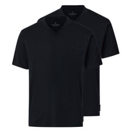 Casamoda Herren T-Shirt "Casamoda T-Shirt Doppelpack uni", schwarz, Gr. L, 100% Baumwolle, Shirts