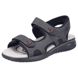 Rieker Herren Sandale, Gr. 44, grau, Lederimitat, Schuhe, Sommerschuh, Klettschuh, Outdoorsandale mit Klettriemchen