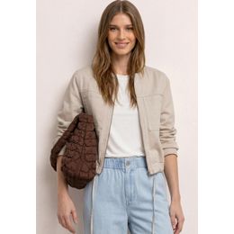Street One Damen Blouson, beige, Gr. 42, unifarben, Stoff, 55% Lyocell, 45% Baumwolle, Jacken, mit Rundhalsausschnitt