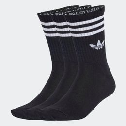 Damen Sportsocken "3S CREW S 3P", adidas originals, Gr. S, schwarz, Obermaterial: 49% Baumwolle, 48% Polyester, 2% Elasthan, 1% sonstige Fasern,