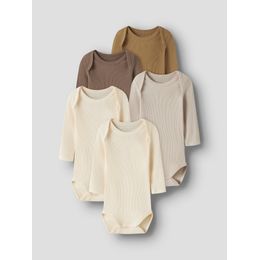 name it M&auml;dchen Langarmbody "NBNBODY f&uuml;r M&auml;dchen und Jungen mit Rippstruktur und Komfort", Gr. 74coca mocha pack:w, bistre, peyote, 2x buttercream,