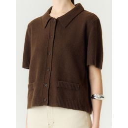 Y.A.S Damen Strickjacke "YASFRILO SS KNIT CARDIGAN S. NOOS"coffee bean detail:melange, Gr. M, meliert, Strick, Obermaterial: 55% Polyester, 36%