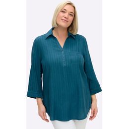 sheego Damen Schlupfbluse, blau, Gr. 48, unifarben, 100% Viskose, Blusen