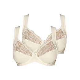 Viania Damen B&uuml;gel-BH "2er Pack B&uuml;gel BH Helga", Gr. 85, beige, Obermaterial: 64% Polyester PES. 13% Elasthan EL. 12% Polyamid PA. 11% Baumwolle CO.,