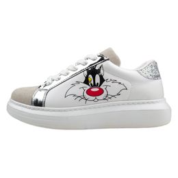 DOGO Damen Sneaker "Verona Low-Top Sneaker Puddy Tat Damen Sneaker", Gr. 39, wei&szlig;, Lederimitat, Schuhe, Handgefertigt