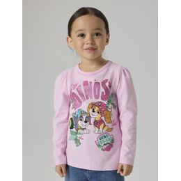 name it M&auml;dchen T-Shirt "NMFJETTE PAW LS TOP BOX NOOS CPLGM", rosa, Gr. 122, bedruckt, Jersey, Obermaterial: 95% Baumwolle, 5% Elasthan, Shirts,