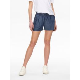 Only Damen Shorts "ONLPEMA &ndash; Shorts mit elastischem Bund f&uuml;r l&auml;ssigen Jeanslook", blau, Gr. XL, unifarben, Web, Obermaterial: 100% Lyocell, Hosen,