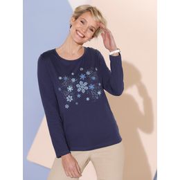 Classic Basics Damen Langarmshirt "Shirt", blau, Gr. 42, bedruckt, gemustert, mehrfarbig, 100% Baumwolle, Shirts
