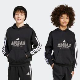 M&auml;dchen Kapuzensweatshirt "HOUSE OF TIRO FLEECE KIDS HOODIE", schwarz-wei&szlig;, Gr. 128, adidas Sportswear, Obermaterial: 70% Baumwolle, 30% Polyester,
