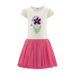happy girls M&auml;dchen Sommerkleid "M&auml;dchenkleid", rosa, Gr. 128, Stoff, 100% Polyester, Kleider