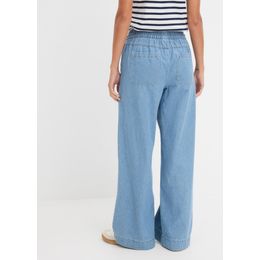 bonprix Damen Weite Jeans, blau, Gr. 48, Obermaterial: 100% Baumwolle, Jeans, mit Gummibund, Loose Fit, aus reiner Baumwolle
