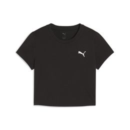 Puma Damen T-Shirt "WARDROBE ESS Kurzes figurbetontes T-Shirt Damen", schwarz, Gr. L, clean, Obermaterial: 95% Baumwolle, 5% Elasthan. Rippe: 20%