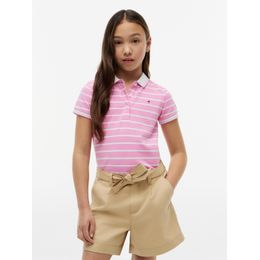 Tommy Hilfiger M&auml;dchen Poloshirt, pink, Gr. 4, gestreift, Piqu&eacute;, Obermaterial: 96% Baumwolle, 4% Elasthan, Shirts, f&uuml;r Kinder bis 16 Jahre,