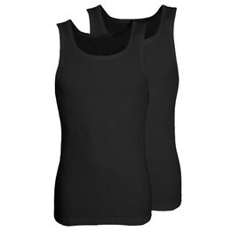 Tom Tailor Baumwolle, Doppelripp Unterhemd 2er-Pack in schwarz | Gr.: 6