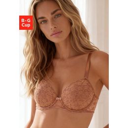 Vivance Damen Push-up-BH "Julia", Gr. 80, braun, Spitze, Obermaterial: 67% Polyamid, 22% Polyester, 11% Elasthan, BHs, mit B&uuml;gel aus zarter Spitze in