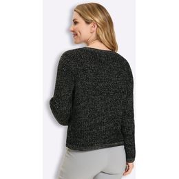 Damen Cardiganschwarz, grau, meliert, Gr. 54, meliert, 90% Polyacryl, 9% Polyamid, 1% Polyester, Strickjacken