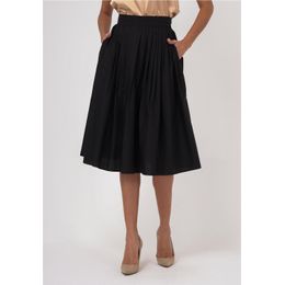 FRESHLIONS Damen Sommerrock "Seraphina", schwarz, Gr. S, unifarben, 100% Baumwolle, R&ouml;cke, mit tollem Faltenwurf