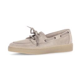 Gabor Damen Bootsschuh, Gr. 41, beige, Veloursleder, Schuhe, Plateau, Schn&uuml;rschuh, Halbschuh mit modischen Durchz&uuml;gen