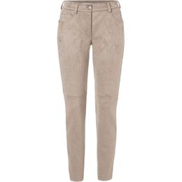 MAC Damen 5-Pocket-Hose "MACSLIM", beige, Gr. 46, Web, Obermaterial: 97% Polyester, 3% Elasthan, Hosen, Veloursqualit&auml;t aus elastischem Material