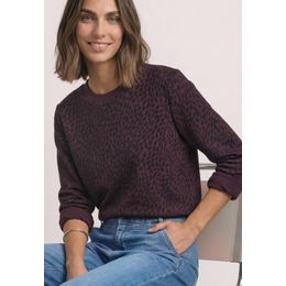 Street One Damen Sweatshirt, lila, Gr. 44, Sweatware, 85% Baumwolle, 15% Polyester, Sweatshirts, mit Leomuster
