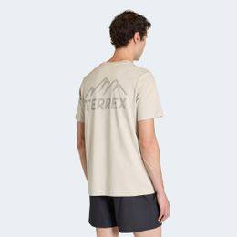 adidas terrex Herren Funktionsshirt "MOUNTAIN GRAFIK", beige, Gr. XL, Obermaterial: 100% Baumwolle, Shirts, Print T-Shirt