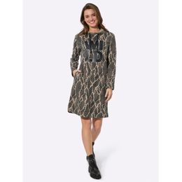 WITT WEIDEN Druck-Kleid in schwarz-taupe-bedruckt | Gr.: 36