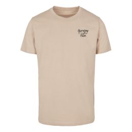 MisterTee Herren T-Shirt "MisterTee Sunday Coffee Run Tee", beige, Gr. S, bedruckt, 100% Baumwolle, Shirts
