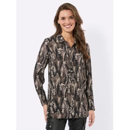 WITT WEIDEN Longbluse in dunkeltaupe-schwarz-bedruckt | Gr.: 40