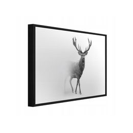 WALLARENA Bild mit Rahmen Reh in Grau | Gr.: 40 x 30 cm