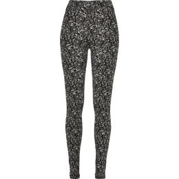 Urban Classics Damen Leggings "Urban Classics Damen Ladies Soft AOP Leggings", schwarz-wei&szlig;, Gr. XS, 85% Polyester, 15% Elasthan, Hosen