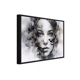 WALLARENA Bild mit Rahmen Frau in Grau | Gr.: 40 x 30 cm
