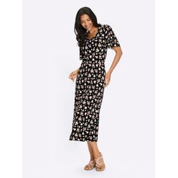Sieh an! Jersey-Kleid in schwarz-altrosa-bedruckt | Gr.: 46