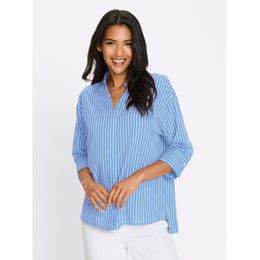 Sieh an! Longbluse in wei&szlig;-himmelblau-gestreift | Gr.: 46