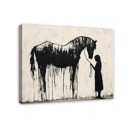 WALLARENA Leinwandbild Banksy in Beige | Gr.: 40 x 30 cm