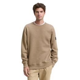 Tom Tailor Herren Sweatshirt, beige, Gr. M, unifarben, Sweatware, Obermaterial: 60% Baumwolle, 40% Polyester, Sweatshirts, mit Logo Stickerei am Arm