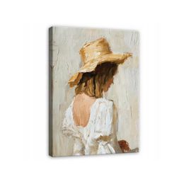 WALLARENA Leinwandbild Frau in Beige | Gr.: 40 x 30 cm