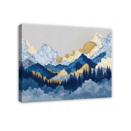 WALLARENA Leinwandbild Berge in Blau | Gr.: 40 x 30 cm