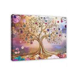WALLARENA Leinwandbild Baum in Golden | Gr.: 40 x 30 cm