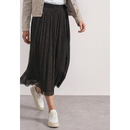Street One Damen Meshrock, schwarz, Gr. 42, unifarben, Stoff, Obermaterial: 95% Polyester, 5% Elasthan. Futter: 100% Viskose, R&ouml;cke, mit Mesh