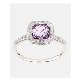 Diamant L'&eacute;ternel Ring aus 375 Wei&szlig;gold mit Diamant mit Amethyst | Gr.: 49