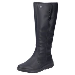 Rieker Damen Winterstiefel, Gr. 36, schwarz, Lederimitat, unifarben, Schuhe, Langschaftstiefel, Keilabsatz, mit Warmfutter und Rei&szlig;verschluss