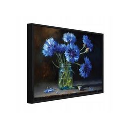 WALLARENA Bild mit Rahmen Blumen in einer Vase in Blau | Gr.: 40 x 30 cm