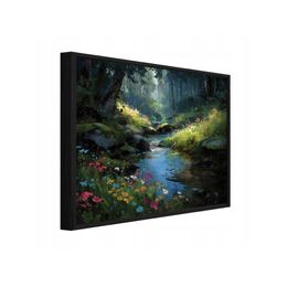 WALLARENA Bild mit Rahmen Wald in Gr&uuml;n | Gr.: 40 x 30 cm