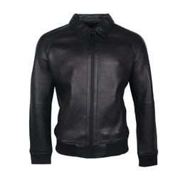 RICANO Herren Bomberjacke "Lederjacke Ben"schwarz, Gr. XL, Obermaterial: 100% Lammnappaleder LANA. Futter: 100% Baumwolle CO., Jacken, Handgefertigt