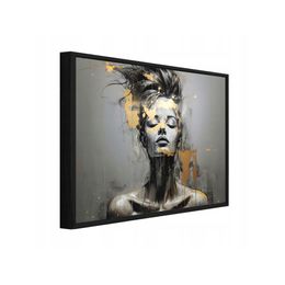 WALLARENA Bild mit Rahmen Frau in Grau | Gr.: 60 x 40 cm